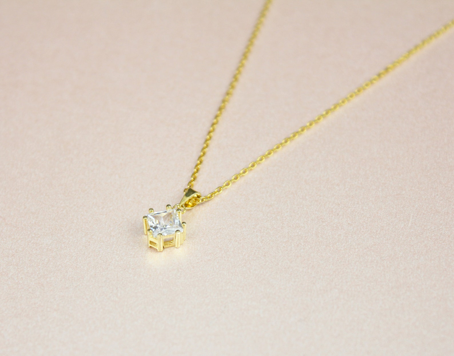 Dainty Diamond Necklace Floating Diamond Solitaire Necklace Minimalist ...