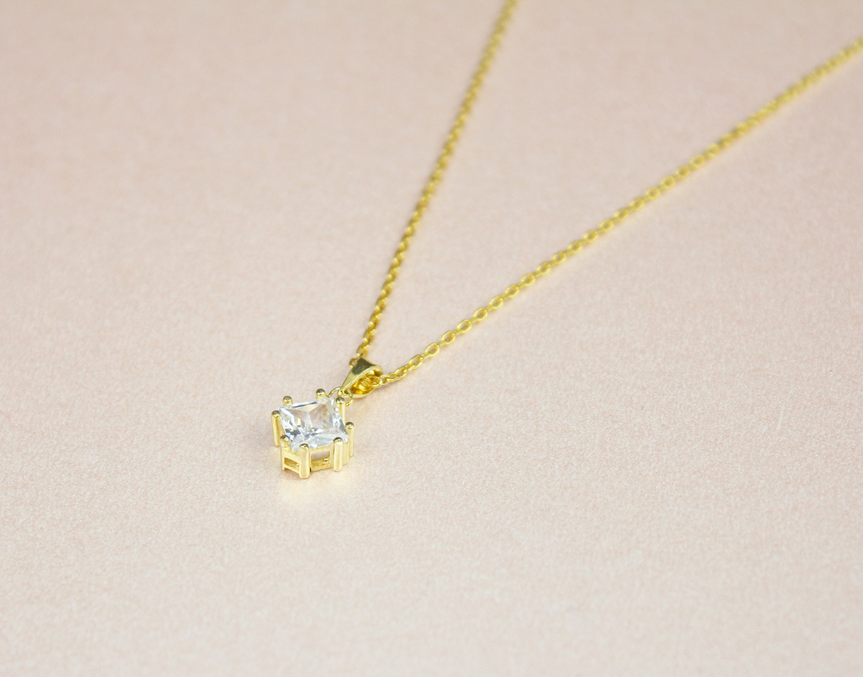 Dainty Diamond Necklace Floating Diamond Solitaire Necklace Minimalist ...