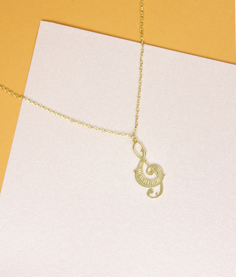 925K Silver Treble Clef Necklace - G Clef Pendant - Musical Jewelry ...