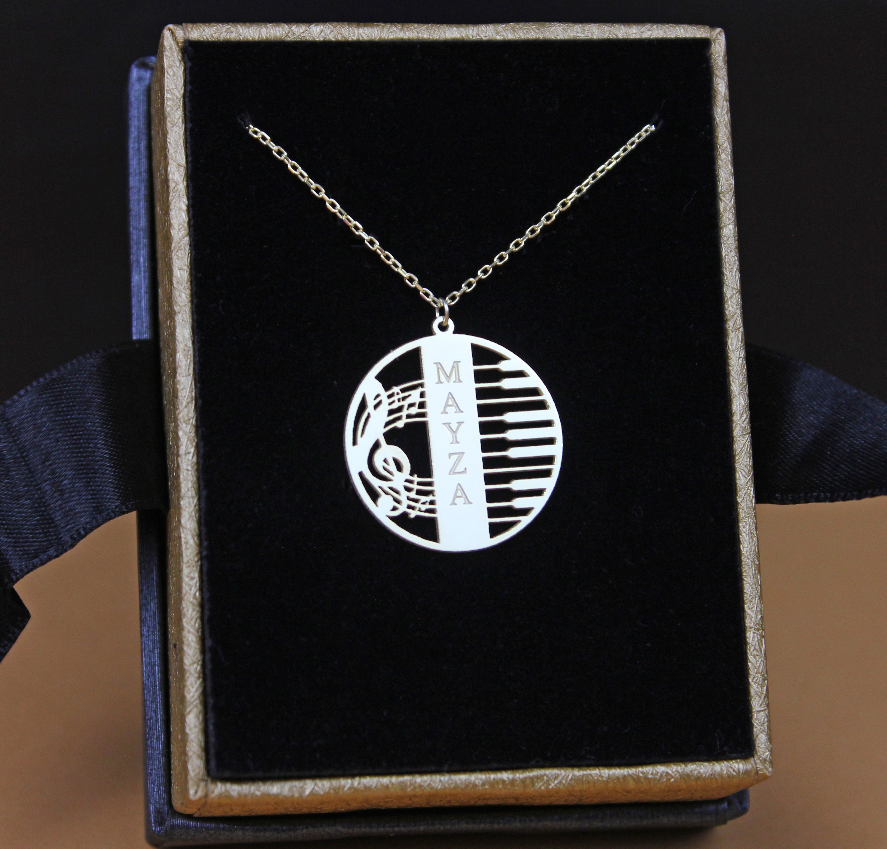 Custom Treble Clef Necklace, Treble Clef With Piano Key Jewelry, Music ...