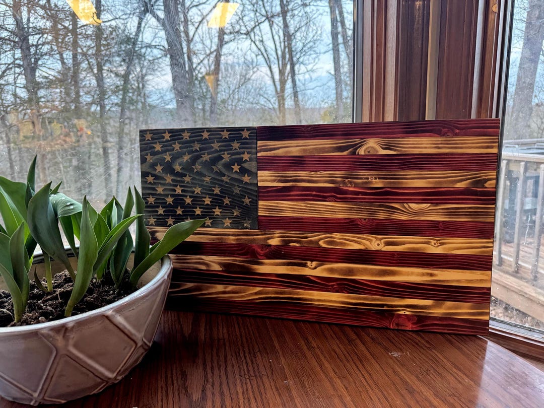 Rustic Wood Burned Flag - Etsy