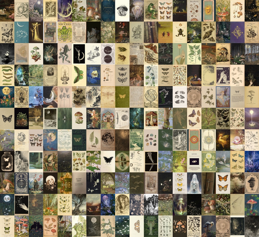 Grunge Fairycore Aesthetic Wall Decor 200pcs Goblincore Wall Collage ...