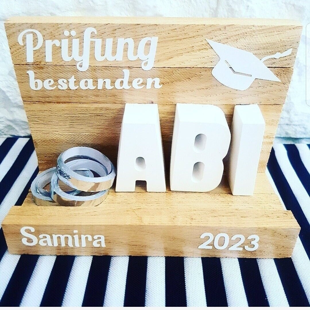 Personalisiertes Abitur Fachabitur Schulabschluß Geschenk Set Aus Holz ...