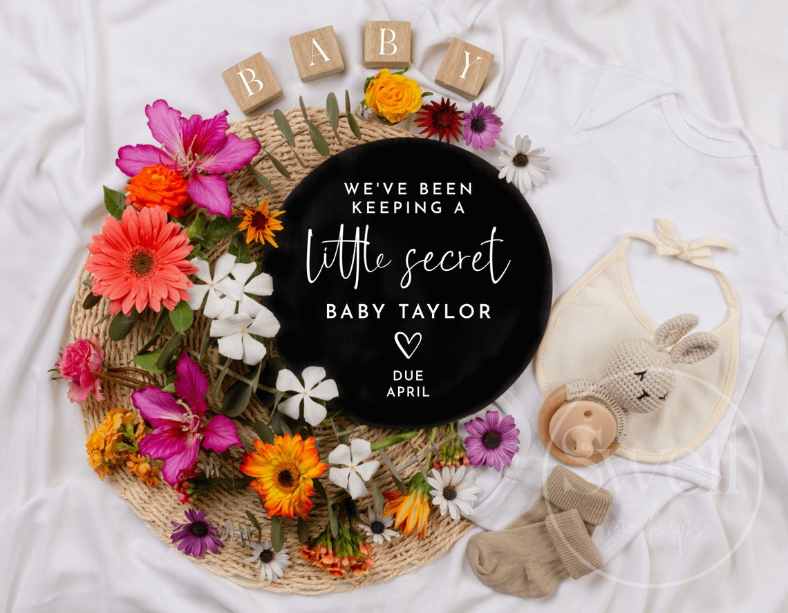 Spring Pregnancy Announcement Digital Baby Announcement Gender Neutral ...