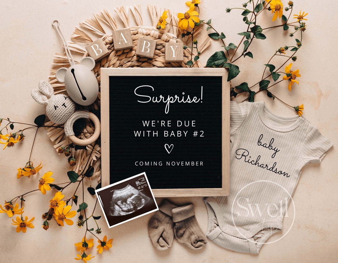 Pregnancy Announcement Digital Template Spring Baby Announcement ...