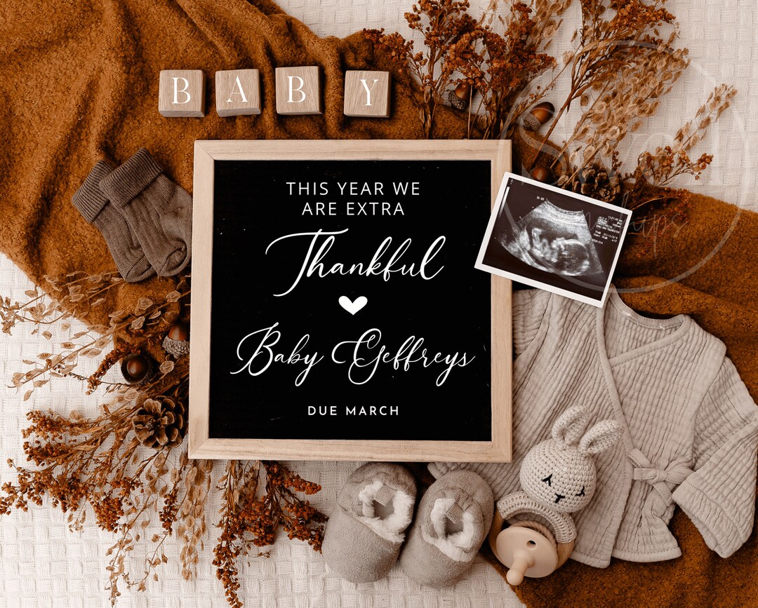 Thanksgiving Baby Announcement Digital Pregnancy Announcement Social ...