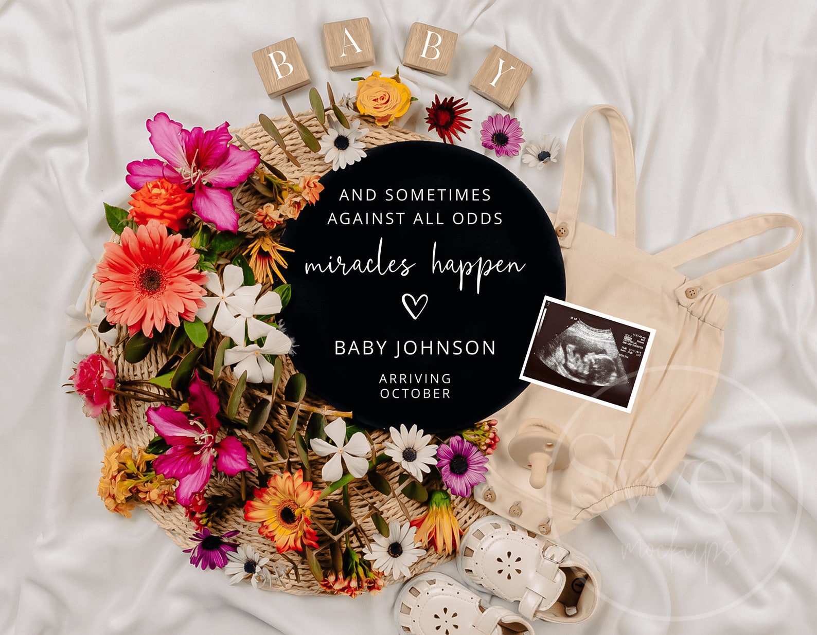 Spring Pregnancy Announcement Digital Miracle Baby Announcement Gender ...