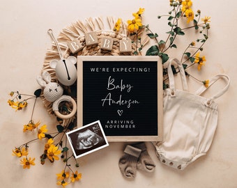 Spring Baby Announcement, Digital Pregnancy Announcement, Editable ...