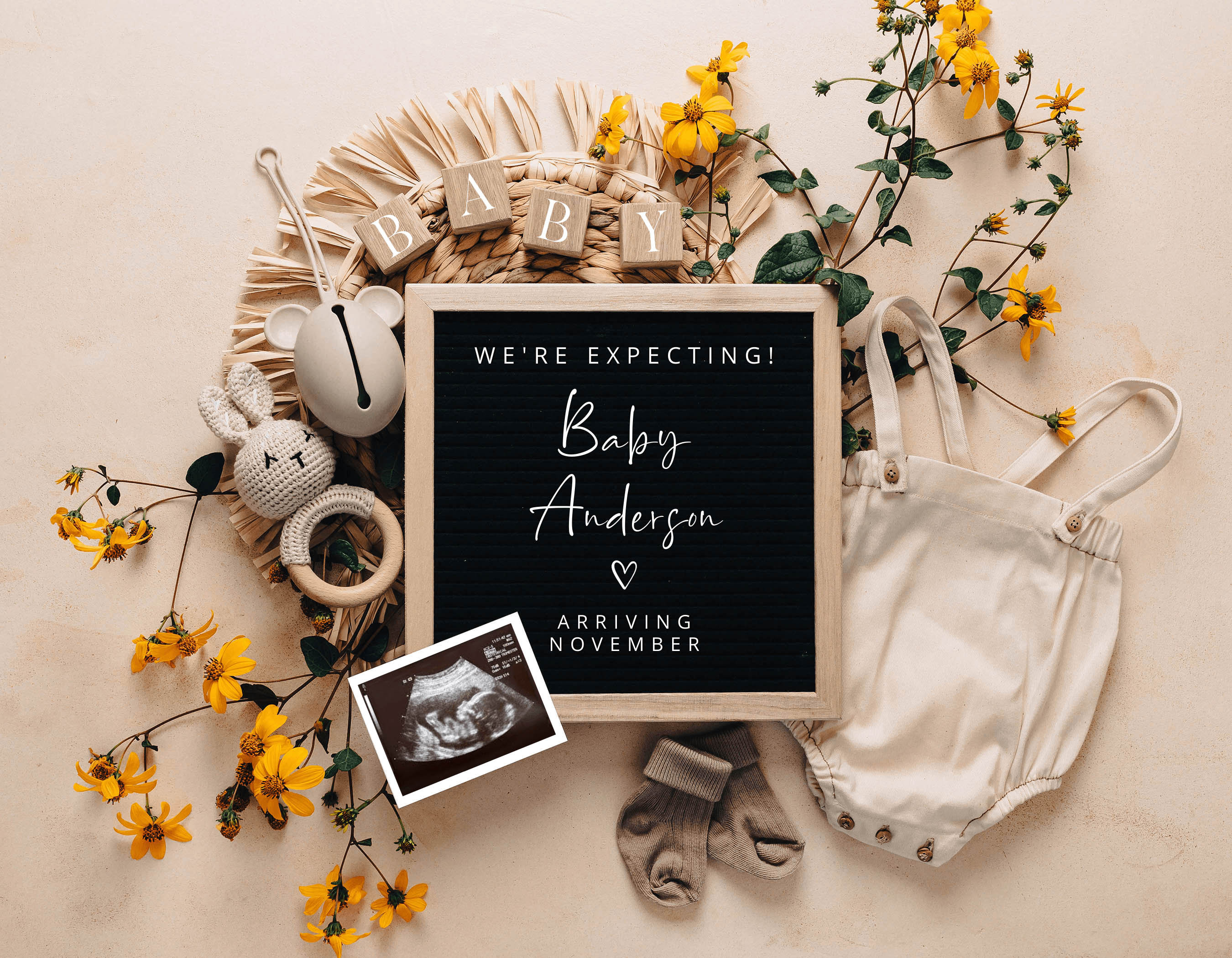 Spring Pregnancy Announcement Flowers Digital Pregnancy Reveal Baby ...