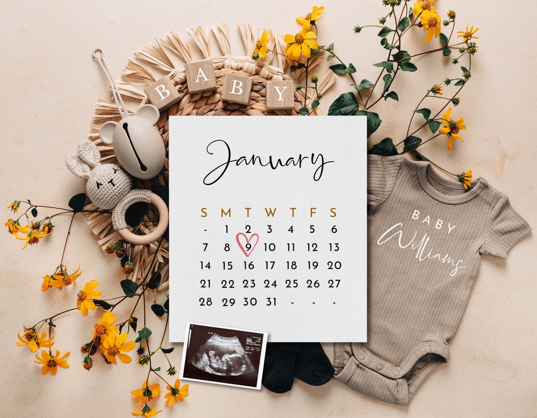 Due Date Calendar Baby Announcement Social Media Pregnancy Announcement ...