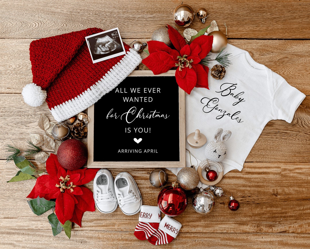 Digital Christmas Pregnancy Announcement, Christmas Baby Announcement ...