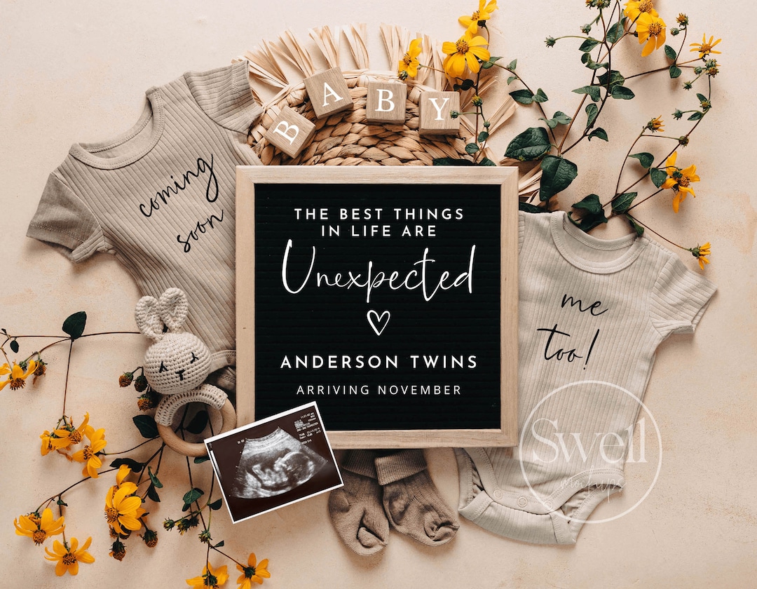 Spring Twins Pregnancy Announcement Digital Twins Pregnancy Reveal Baby ...