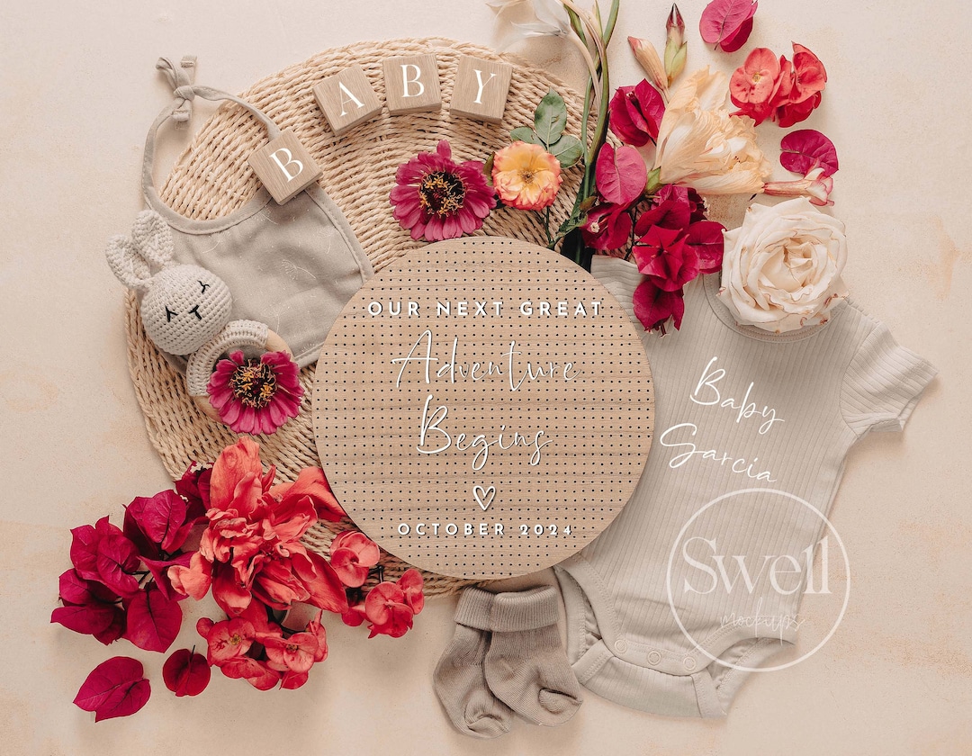 Spring Pregnancy Announcement Digital Spring Flowers It's A Girl Baby ...