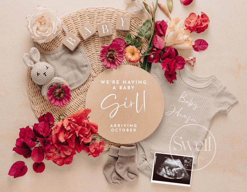 Spring Pregnancy Announcement Digital Spring Flowers It's - Etsy