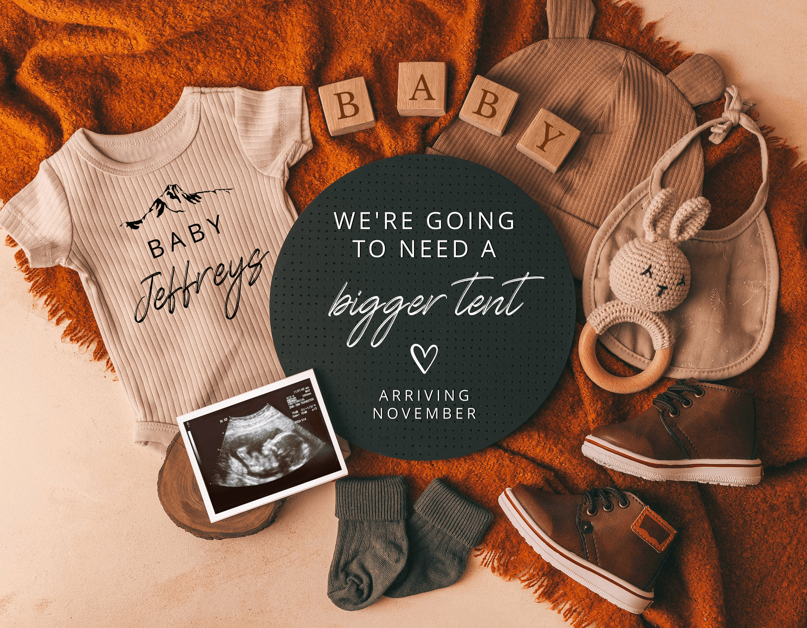Camping Pregnancy Announcement Mountain Hiking Baby Announcement Social ...