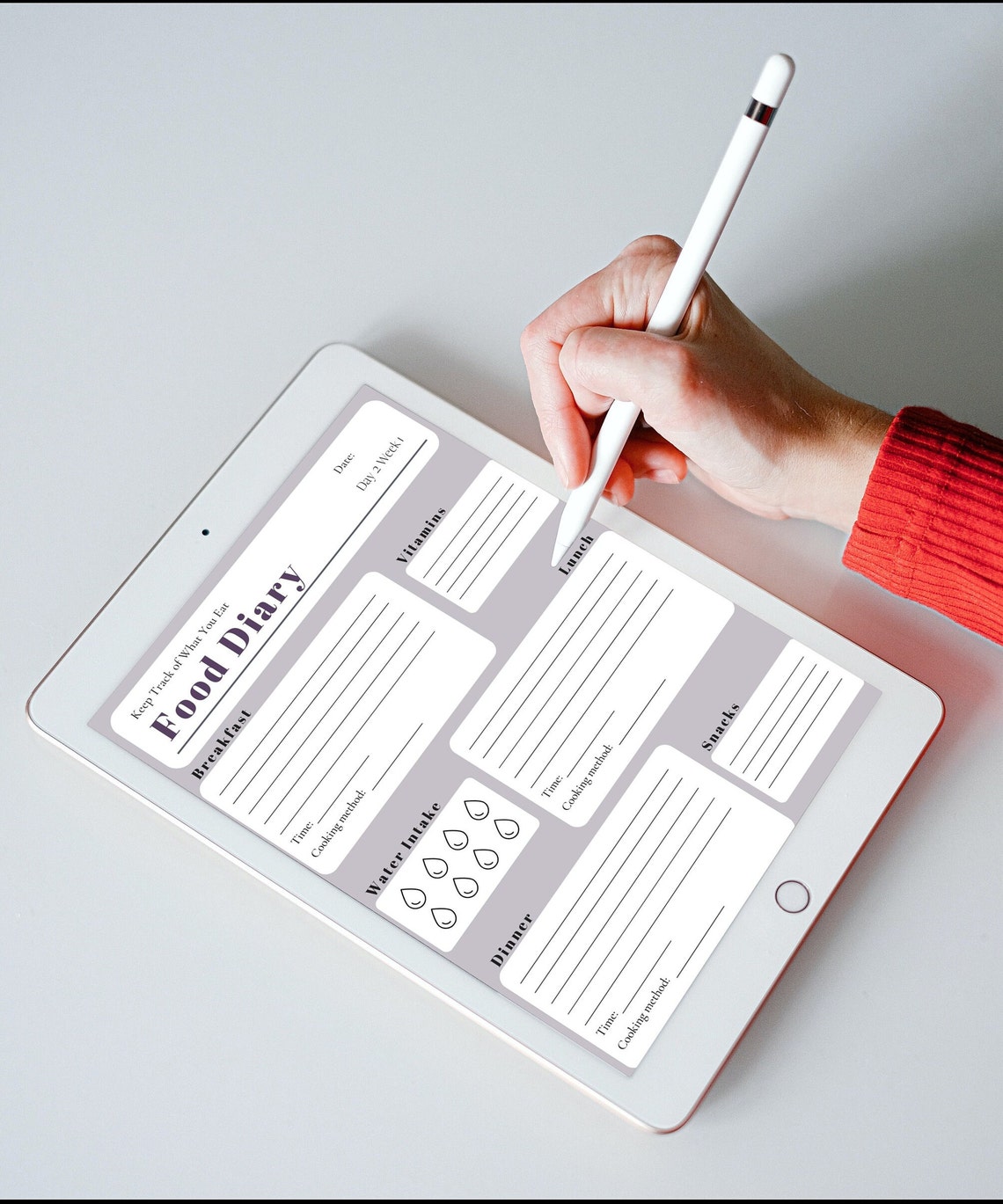 Food Diary, Printable, Printable Daily Food Journal, PDF, Downloadable ...