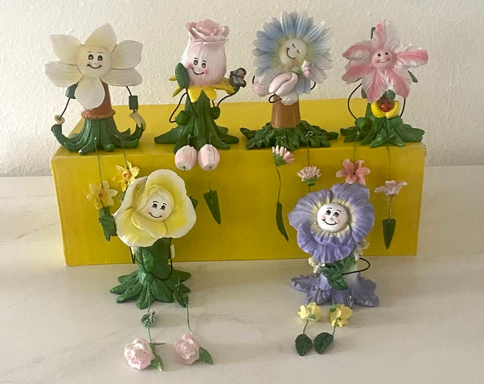 Vintage Anthropomorphic Flower Shelf Sitters. - Etsy