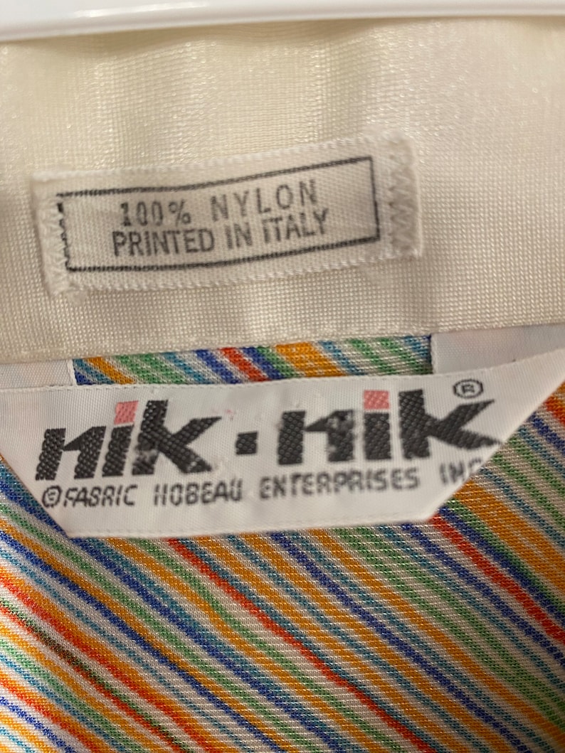 Vintage 70s nik Nik Nylon Disco Shirt With Stripes and Bright Colors ...