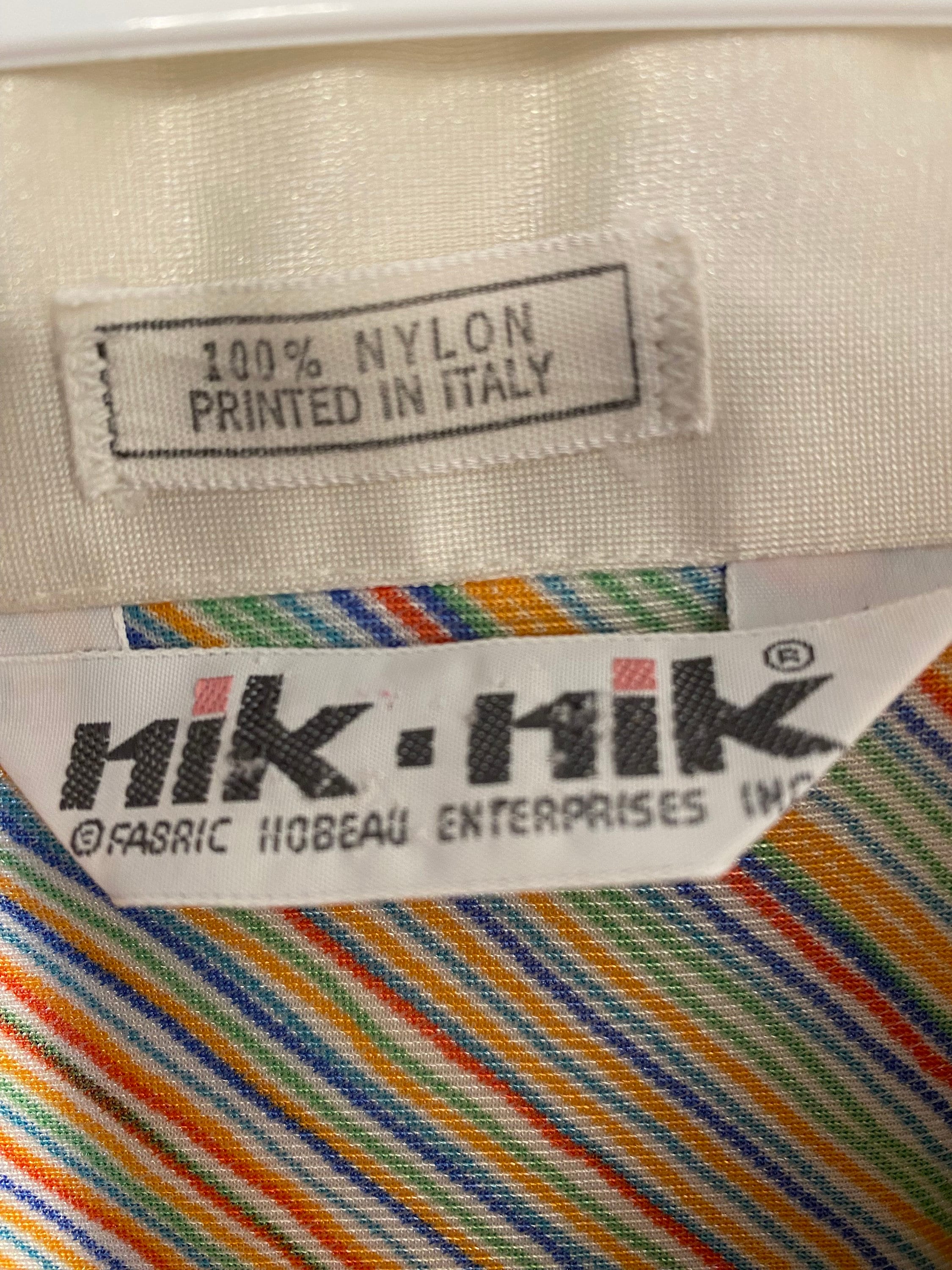 Vintage 70's “nik Nik” Nylon Disco Shirt With Stripes and Vintage 70's “nik Nik” Nylon Disco Shirt With Stripes and