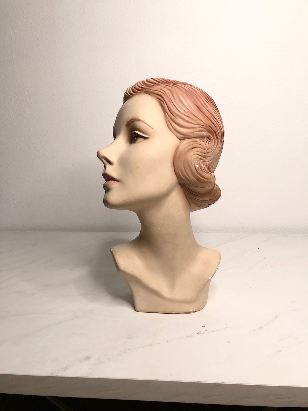 Gorgeous Vintage Plaster Mannequin Head Bust. Millinery Stand for Shop ...