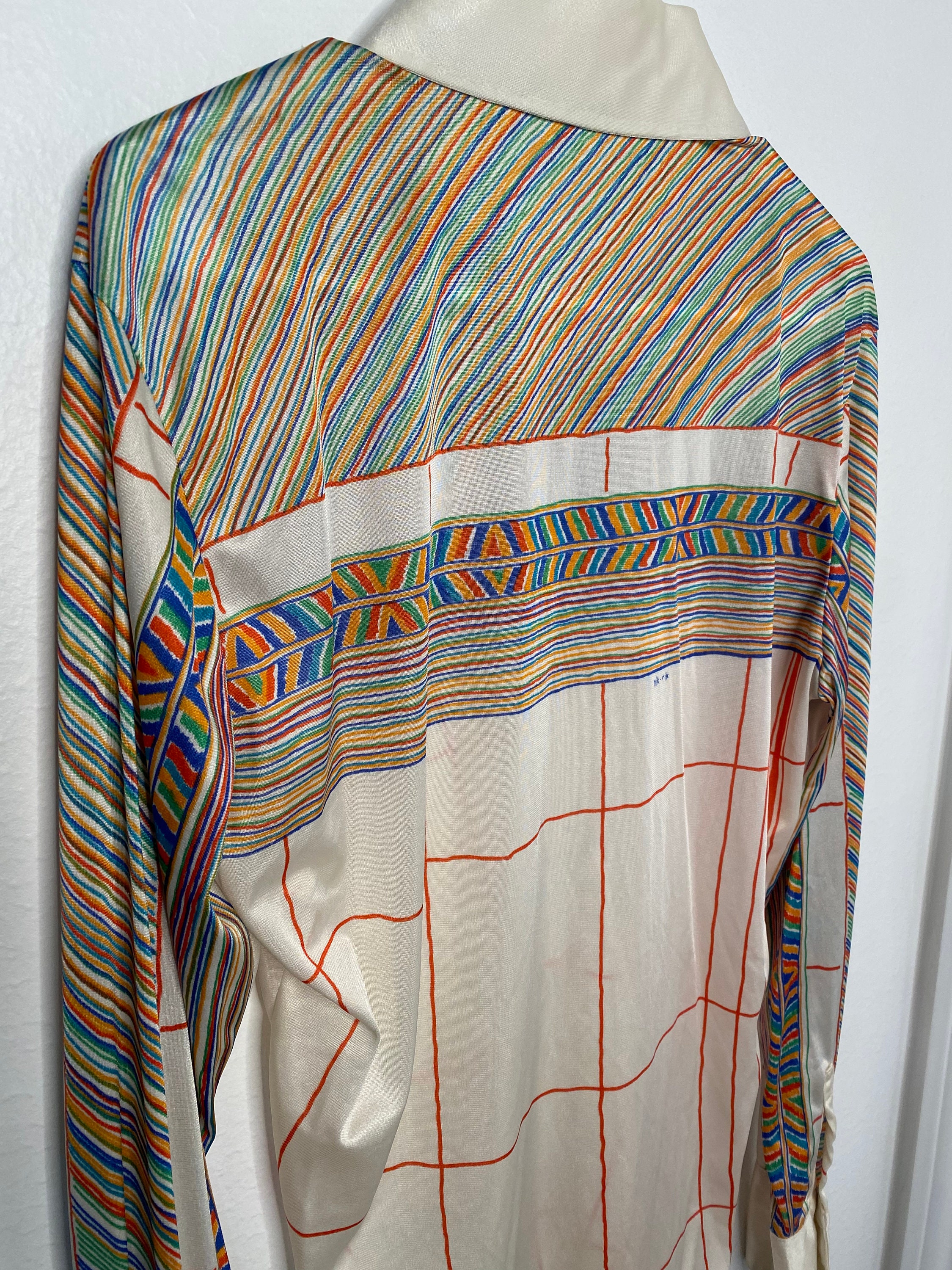 Vintage 70s nik Nik Nylon Disco Shirt With Stripes and Bright Colors ...