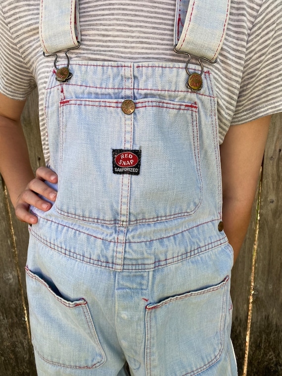 Vintage 1970's Red Snap Bell Bottom Overalls. - Gem