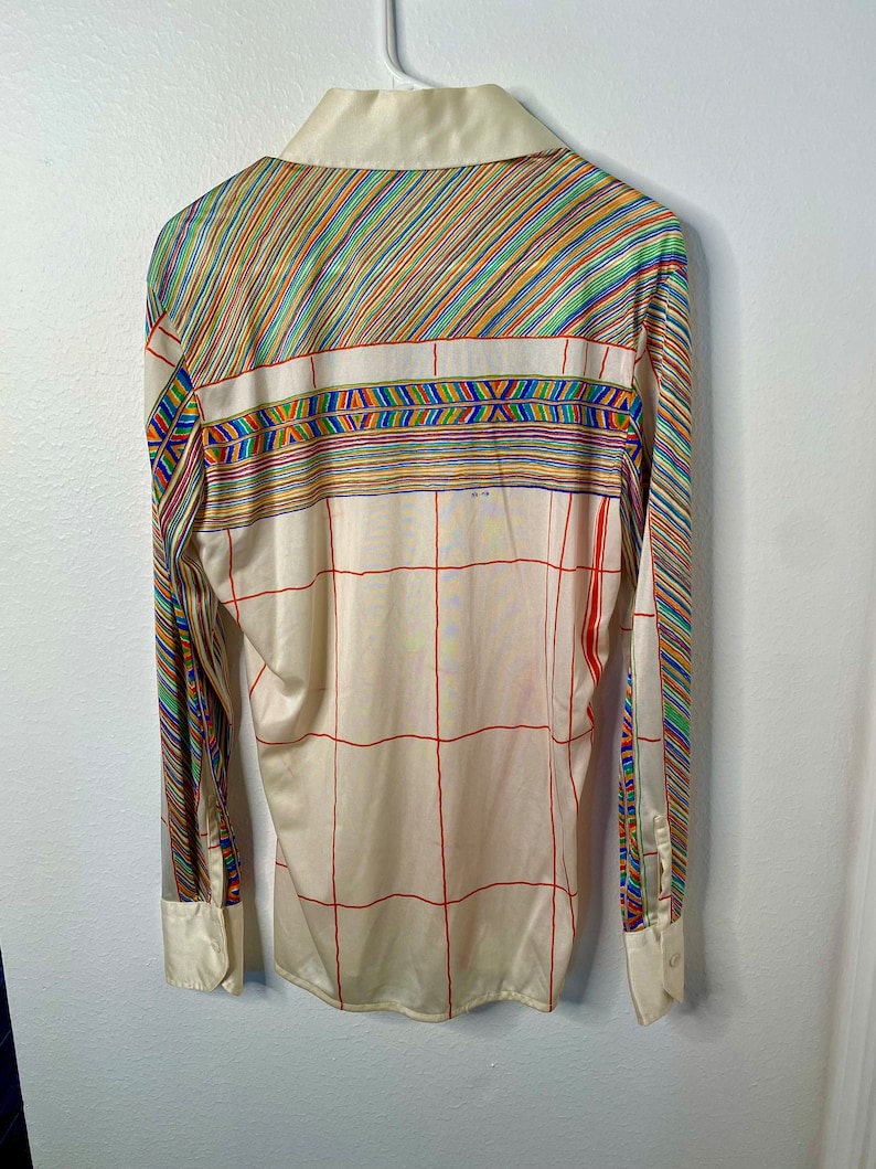 Vintage 70s nik Nik Nylon Disco Shirt With Stripes and Bright Colors ...