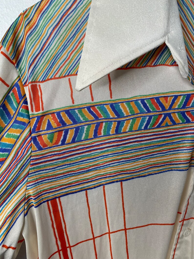 Vintage 70s nik Nik Nylon Disco Shirt With Stripes and Bright Colors ...