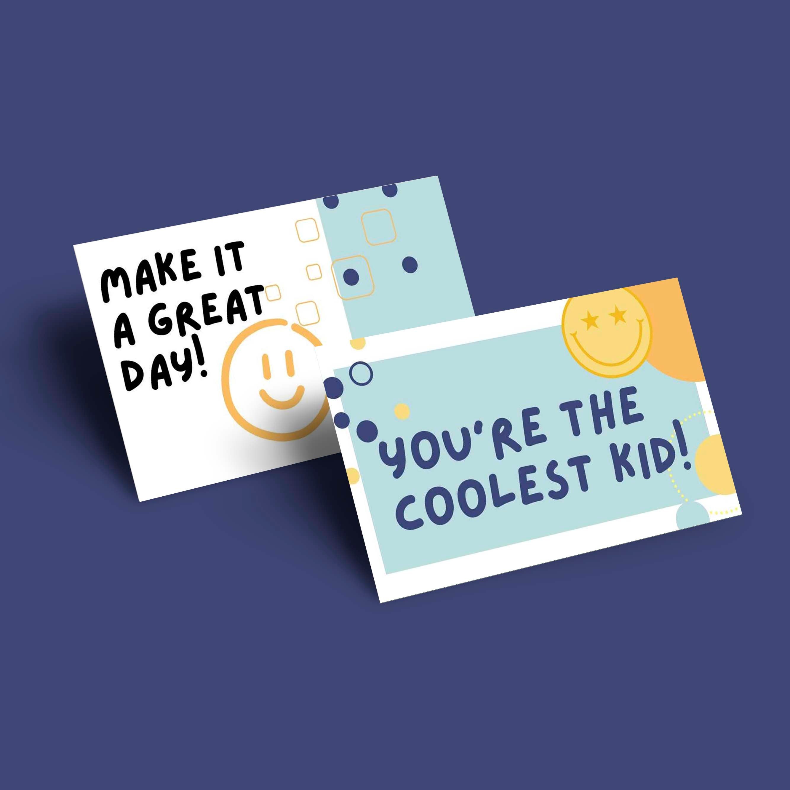 Kid's Lunch Notes, Smiley Face Lunch Notes, Smiley Face Cards, Kid's ...