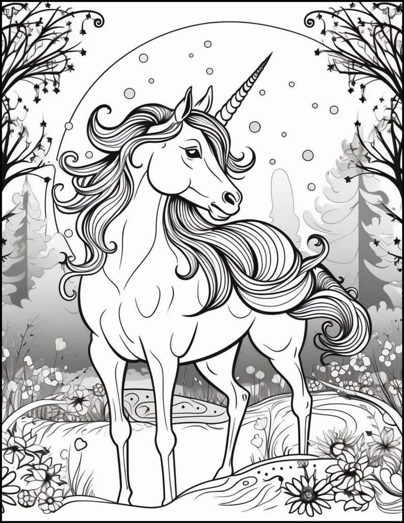 Enchanting Unicorn Coloring Pages: Printable Unicorn Illustrations for ...