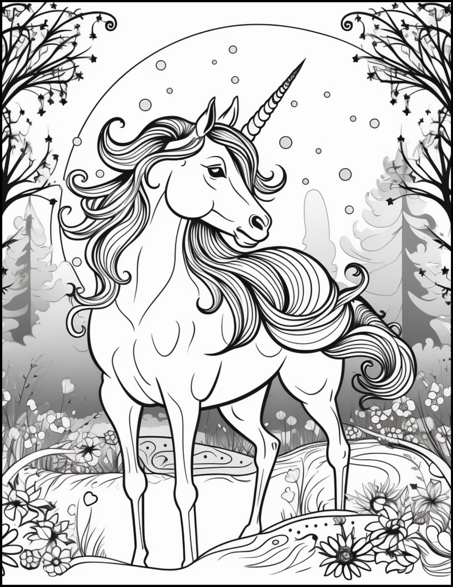 Enchanting Unicorn Coloring Pages: Printable Unicorn Illustrations for ...