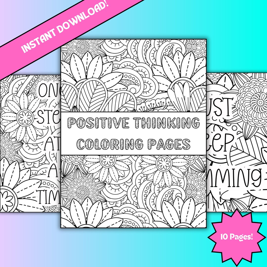 Flower Power: Printable Coloring Pages Featuring Uplifting Phrases and ...