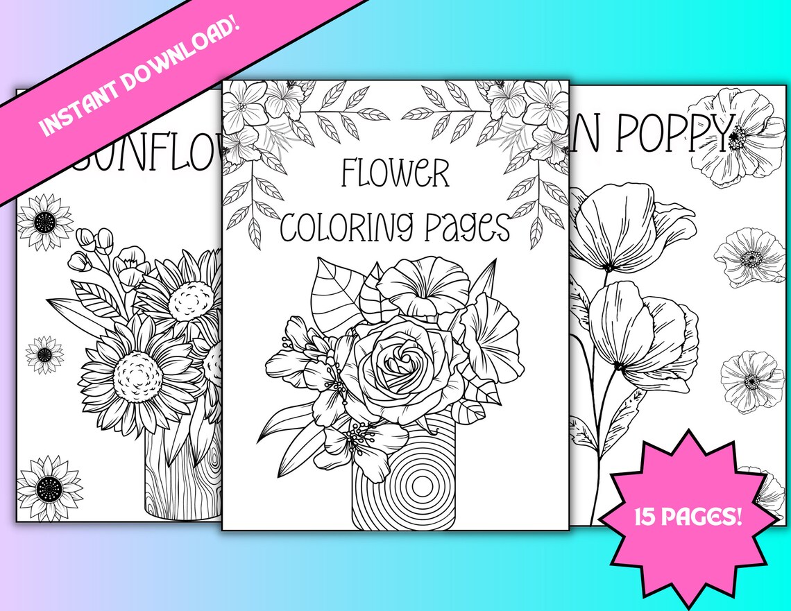 Flower Power: PDF Printable Coloring Pages Featuring Intricate Floral ...