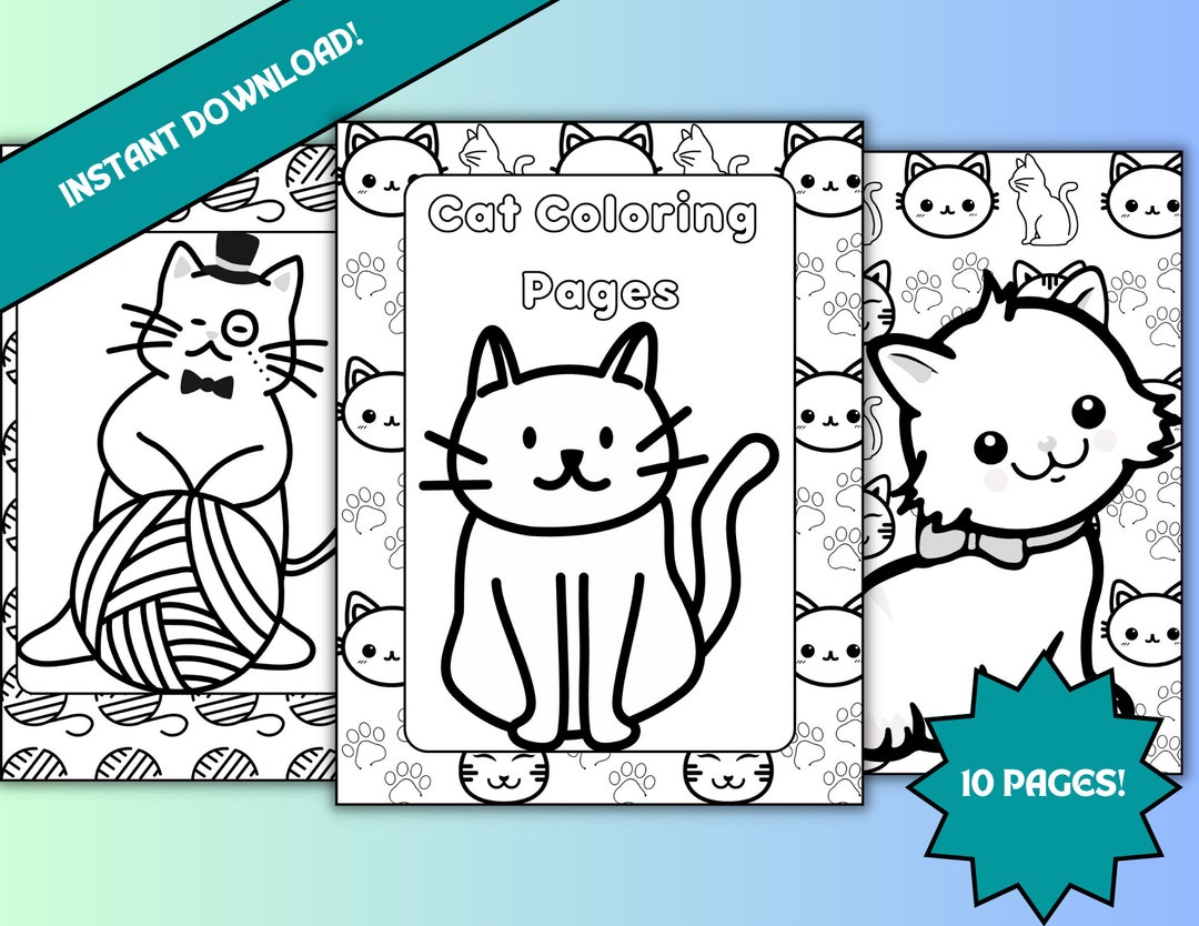 Purrfectly Relaxing: Printable Cat Coloring Pages for Stress Relief and ...