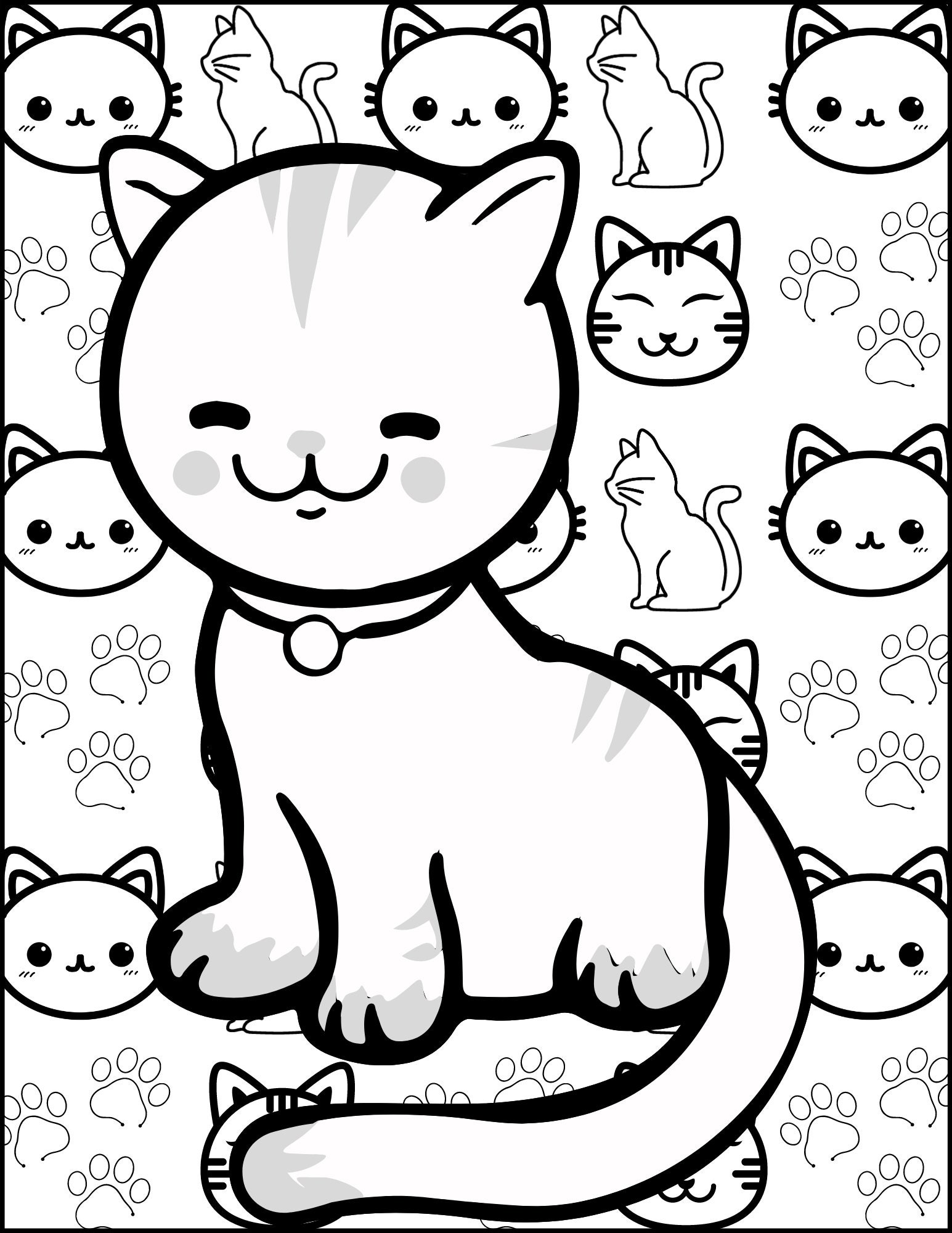 Purrfectly Relaxing: Printable Cat Coloring Pages for Stress Relief and ...