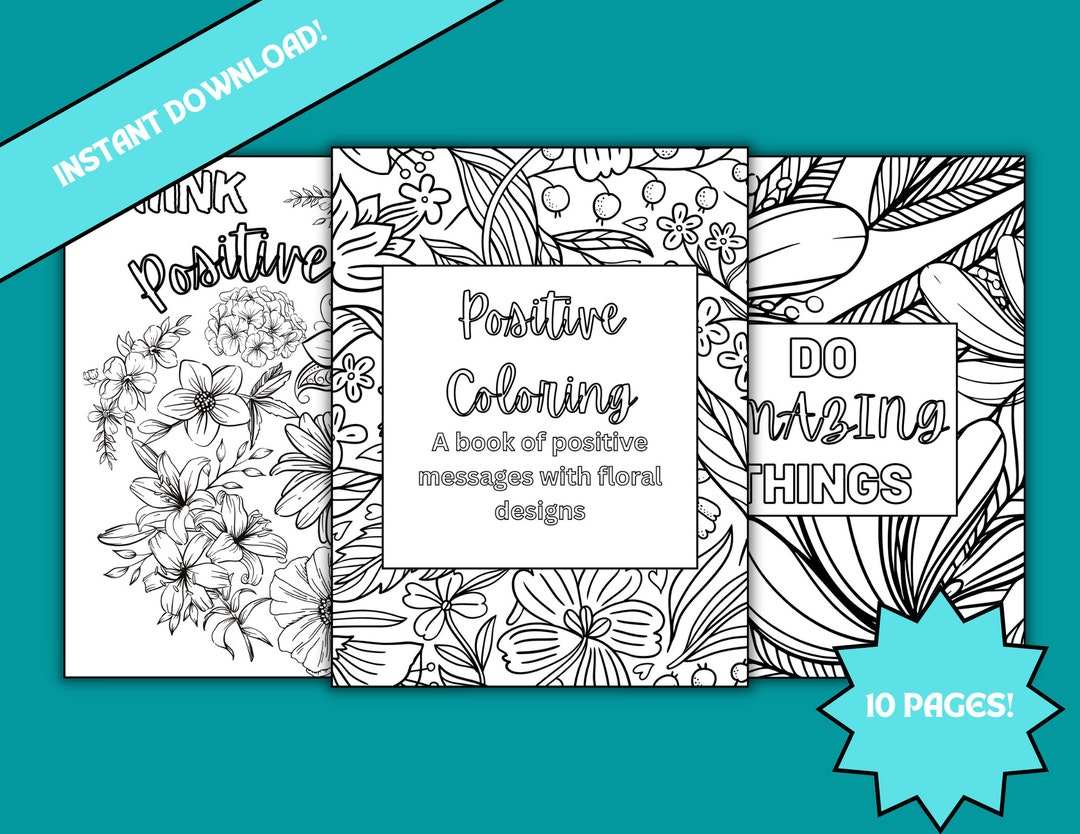 Bloom and Boost: Hand-drawn Floral Phrases for Coloring and Mindful ...