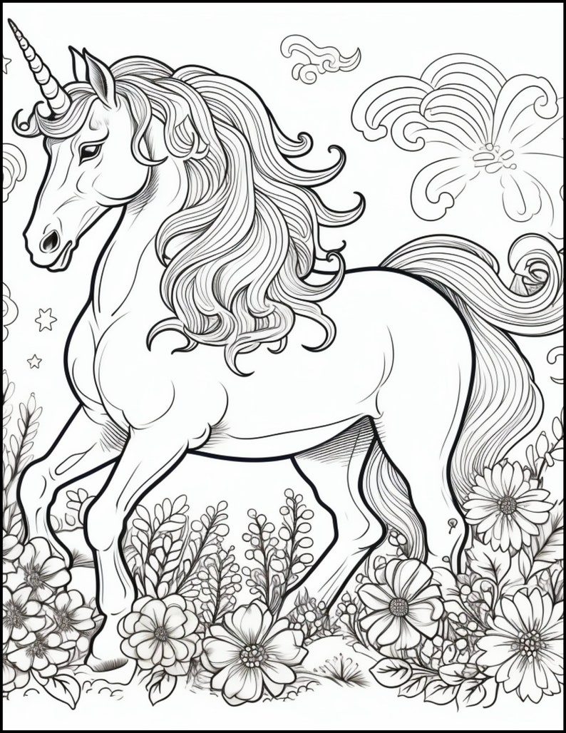 Enchanting Unicorn Coloring Pages: Printable Unicorn Illustrations for ...