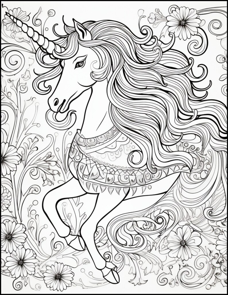 Enchanting Unicorn Coloring Pages: Printable Unicorn Illustrations for ...