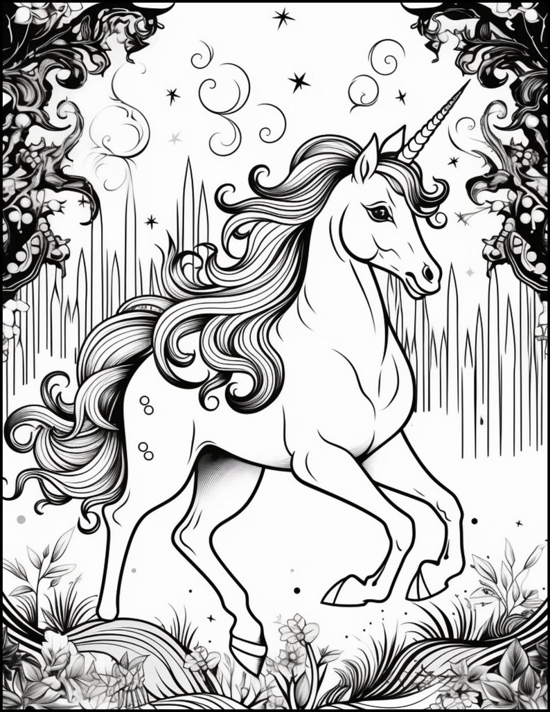 Enchanting Unicorn Coloring Pages: Printable Unicorn Illustrations for ...