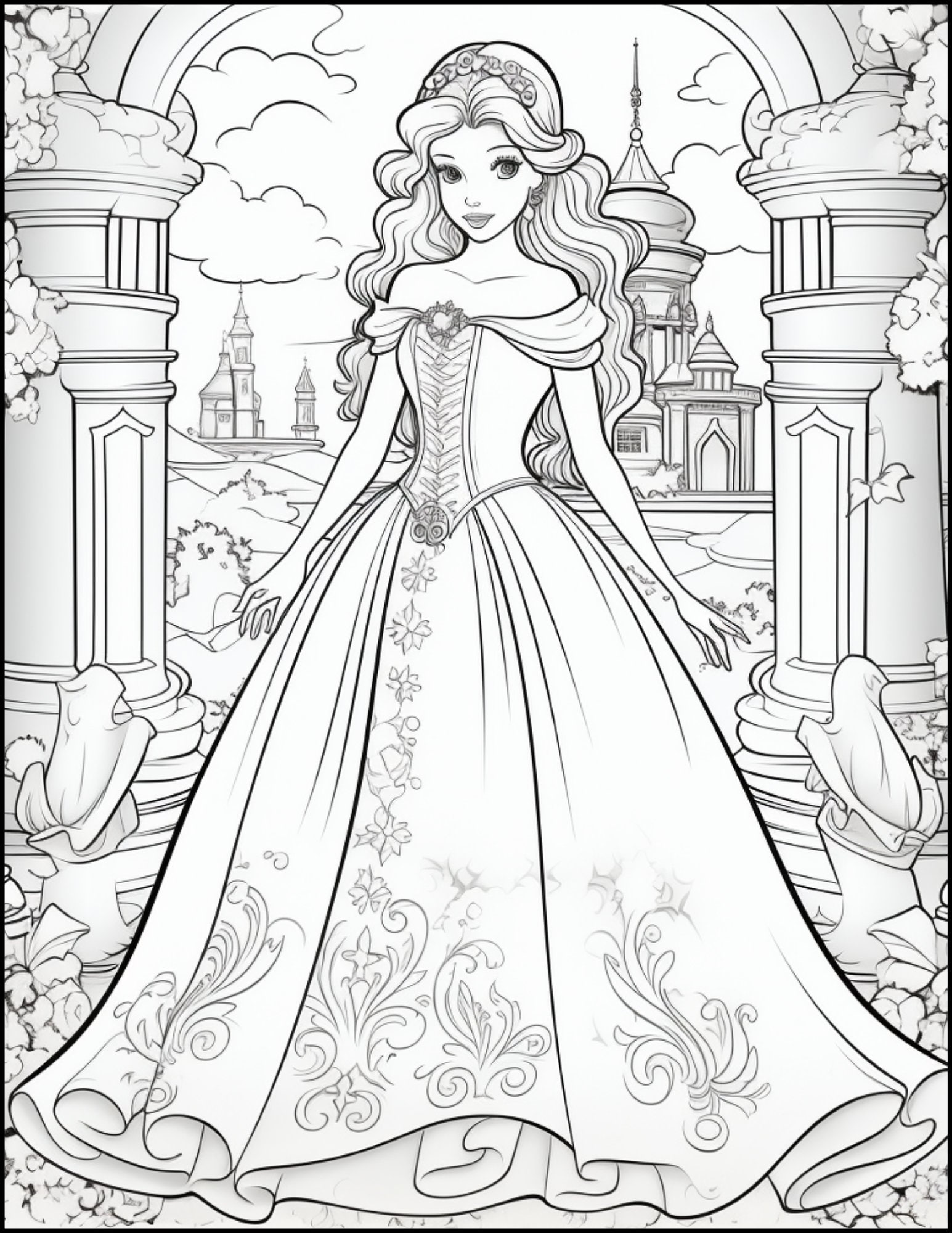 Royal Dreams: Printable Princess Coloring Pages for Kids, Enchanting ...