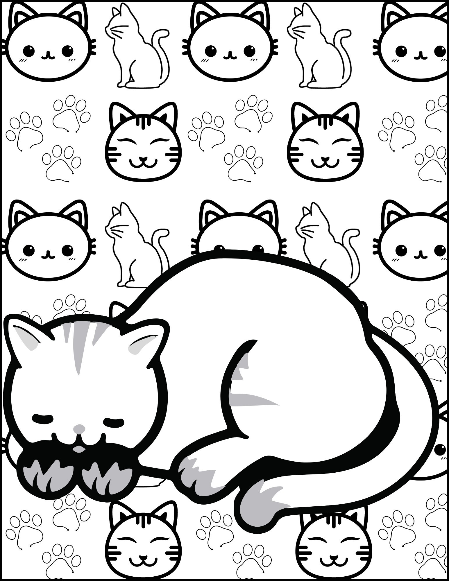 Purrfectly Relaxing: Printable Cat Coloring Pages for Stress Relief and ...