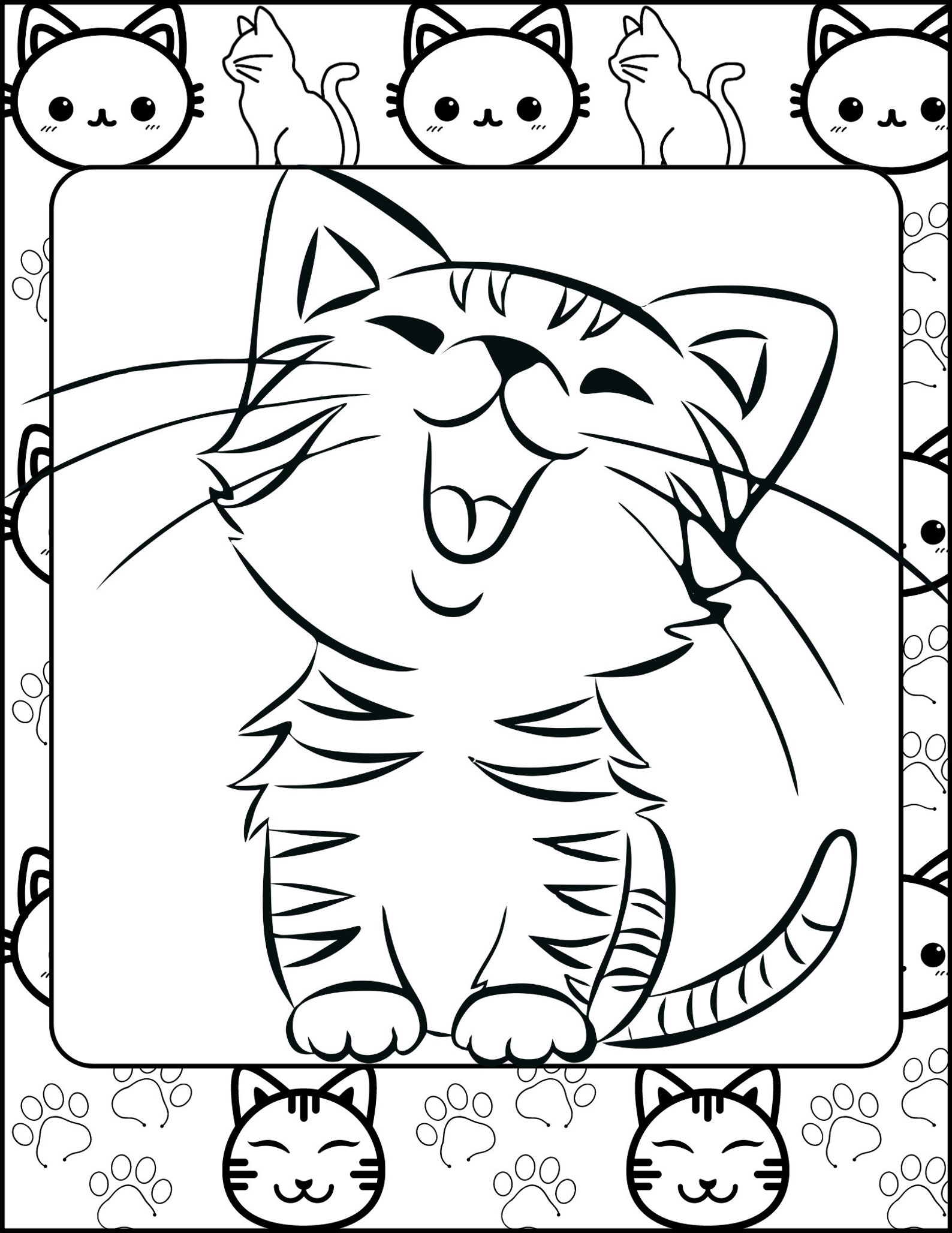 Purrfectly Relaxing: Printable Cat Coloring Pages for Stress Relief and ...