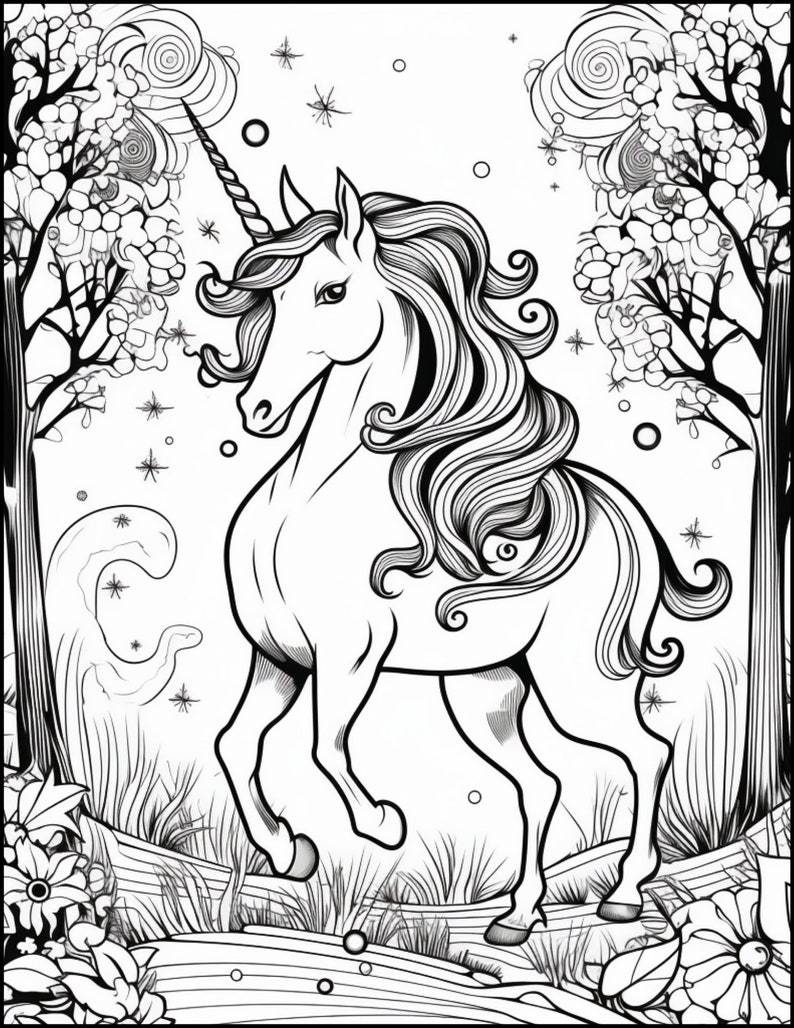 Enchanting Unicorn Coloring Pages: Printable Unicorn Illustrations for ...