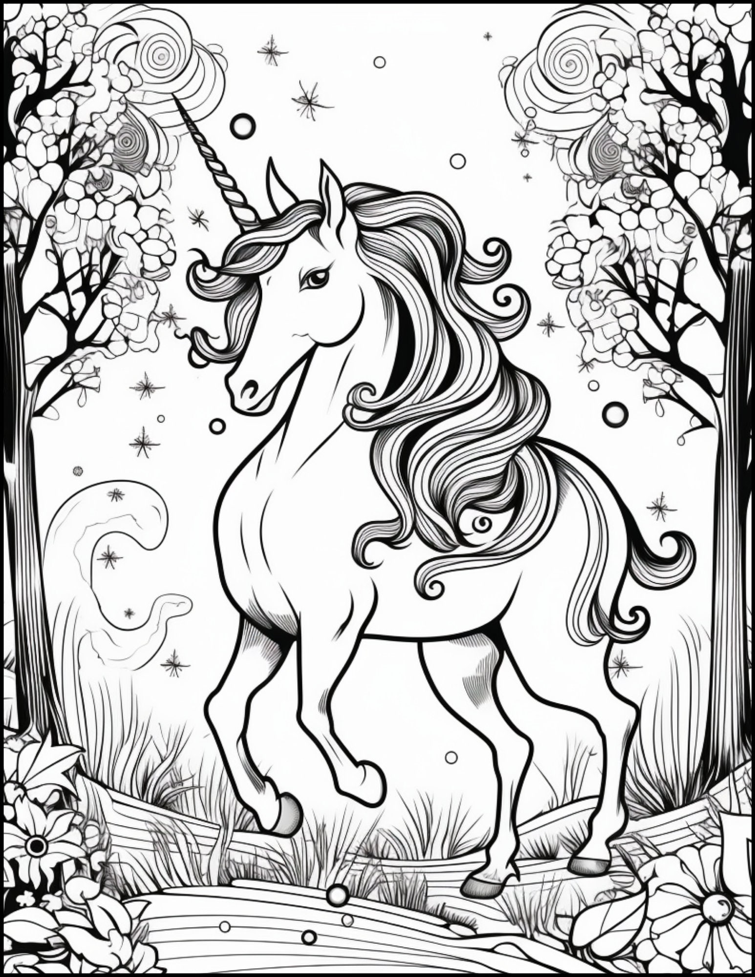 Enchanting Unicorn Coloring Pages: Printable Unicorn Illustrations for ...