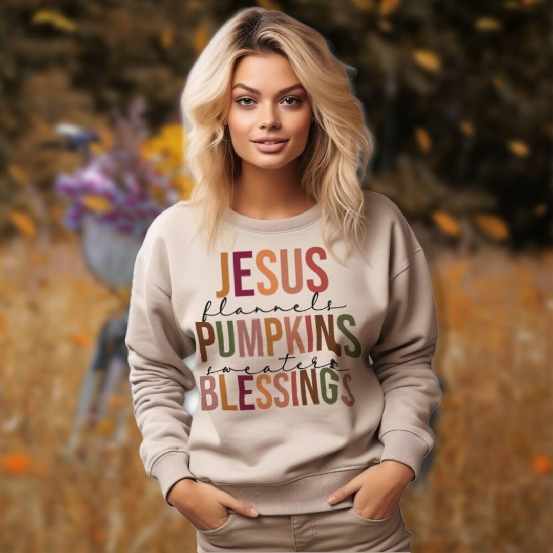 Jesus Flannels Pumpkins Fleece Sweatshirt, Christian Fall Sweater - Etsy