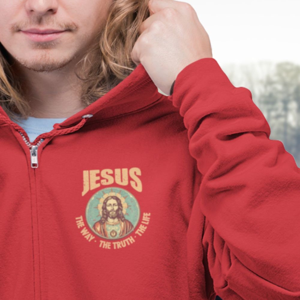 Jesus the Way, Truth, Life Retro Inspired Men's Jacket Heavy Blend ...