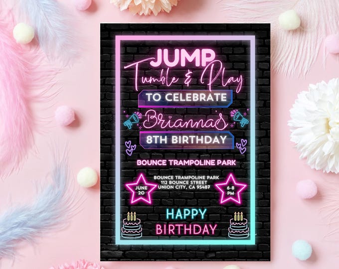 Custom Trampoline Park Birthday Invitation (digital Download) - Etsy