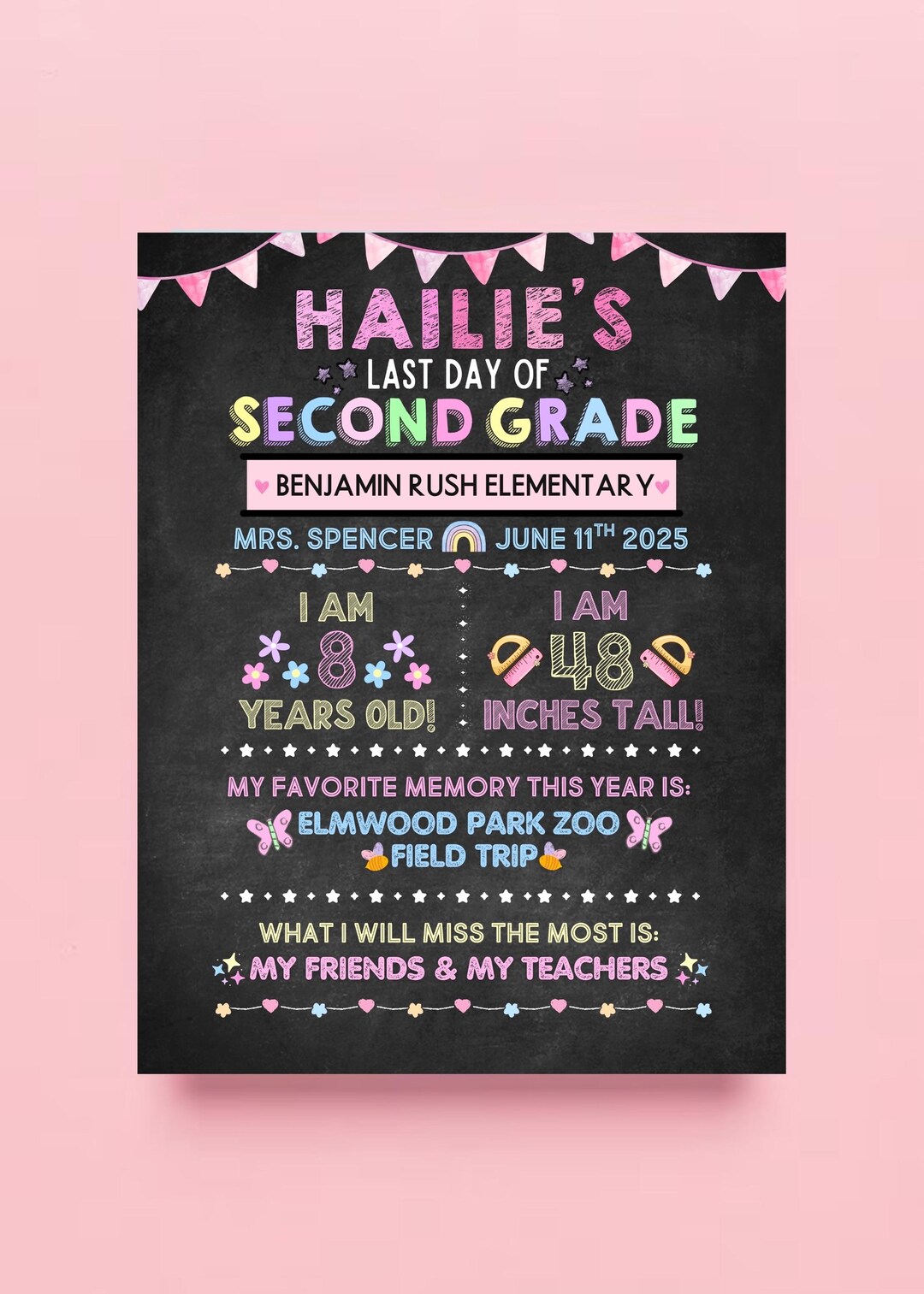 Last Day of School | Editable Chalkboard Sign | Instant Download | 2025 ...