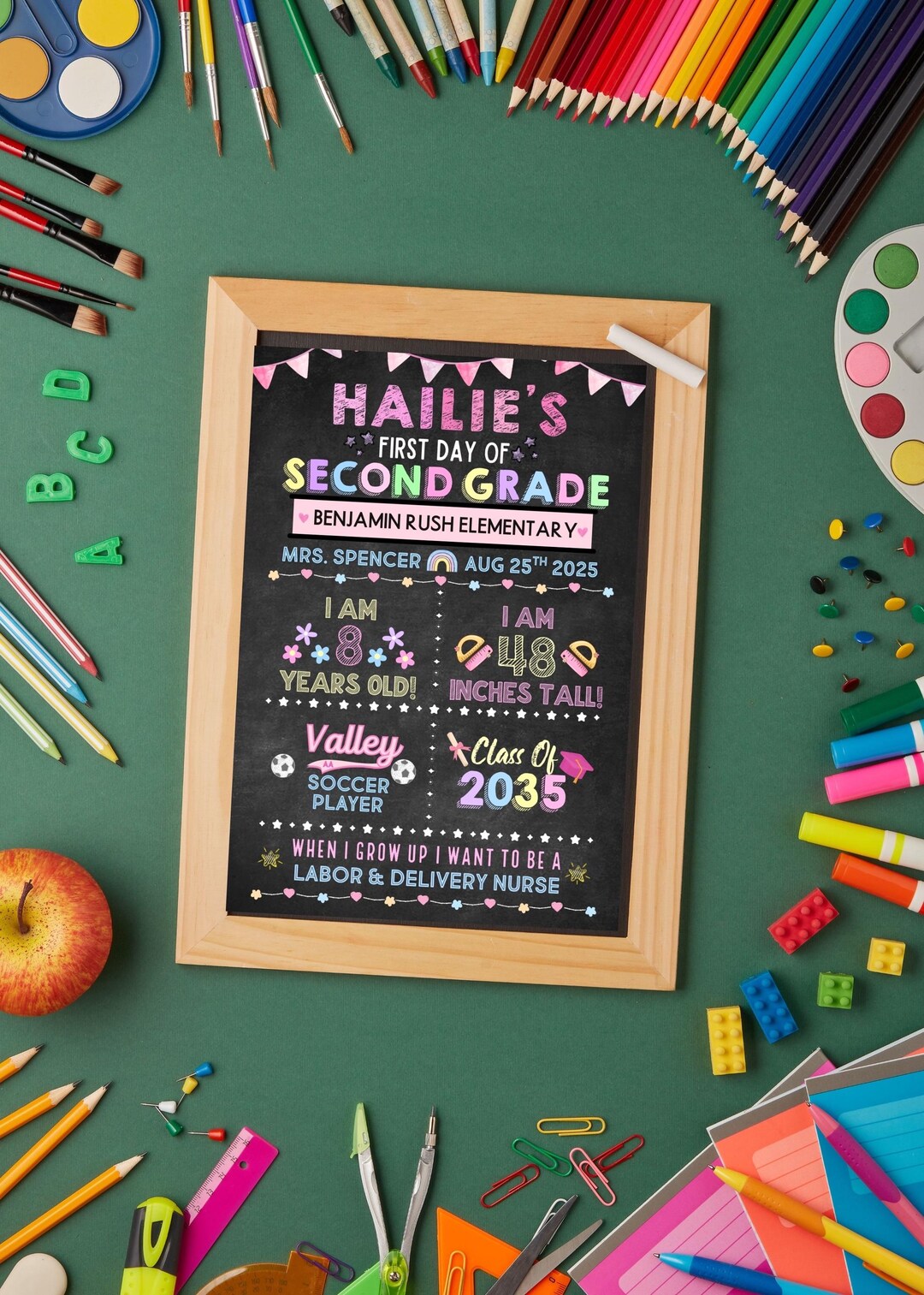First Day of School Chalkboard Sign | Editable Chalkboard Sign ...