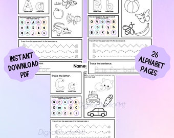 26 Printable Alphabet Coloring Worksheets Preschool Prek - Etsy